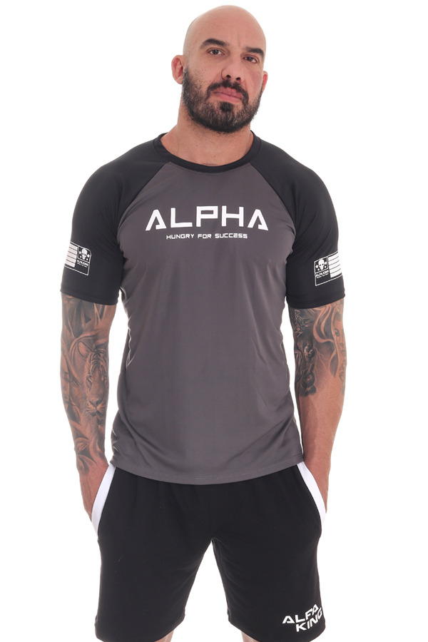 Camiseta ALPHA Preta Dry Fit masculina para treino