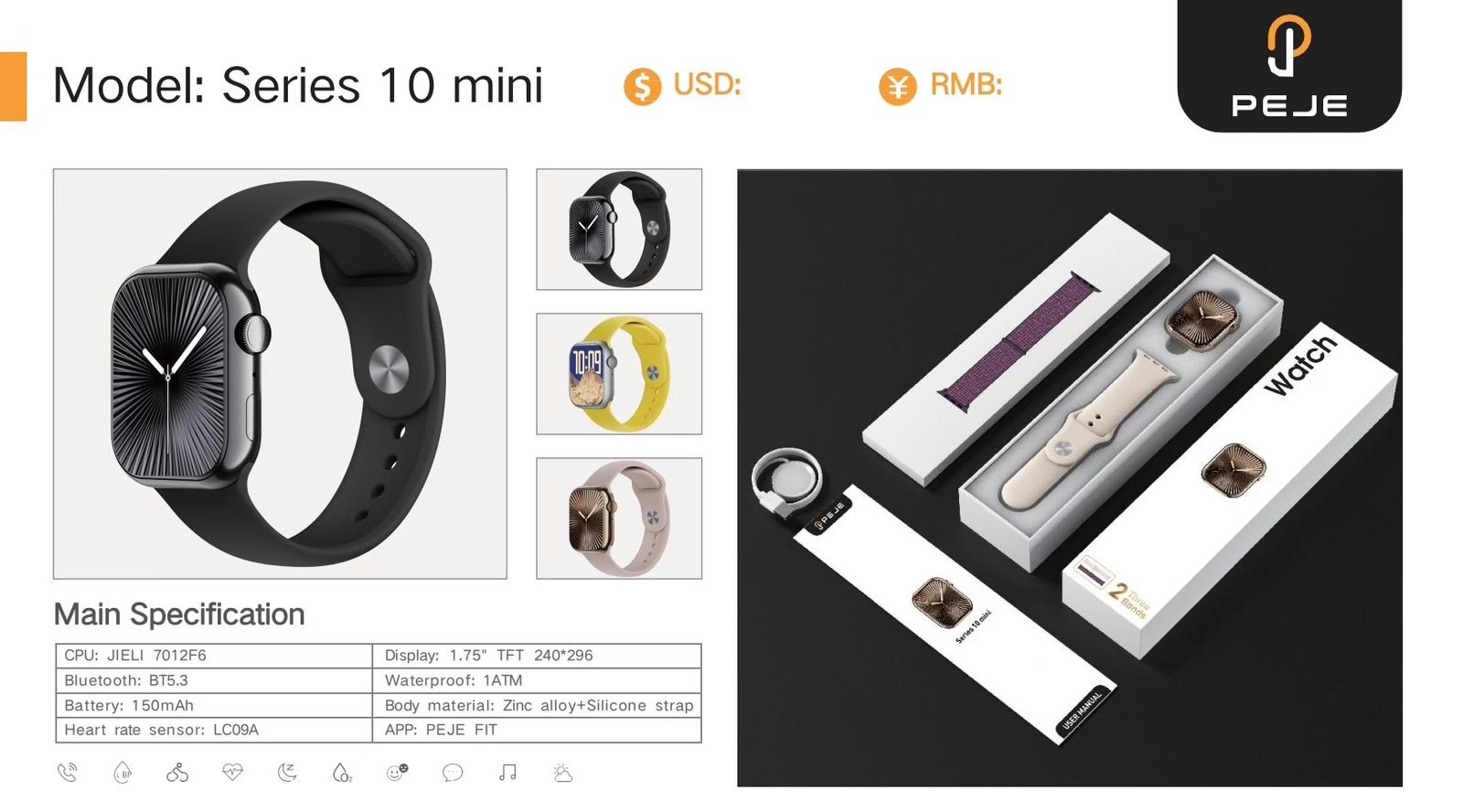 Comprar Smartwatch PEJE Series 10 Mini 42mm NFC Pulseira Extra A Prova ...