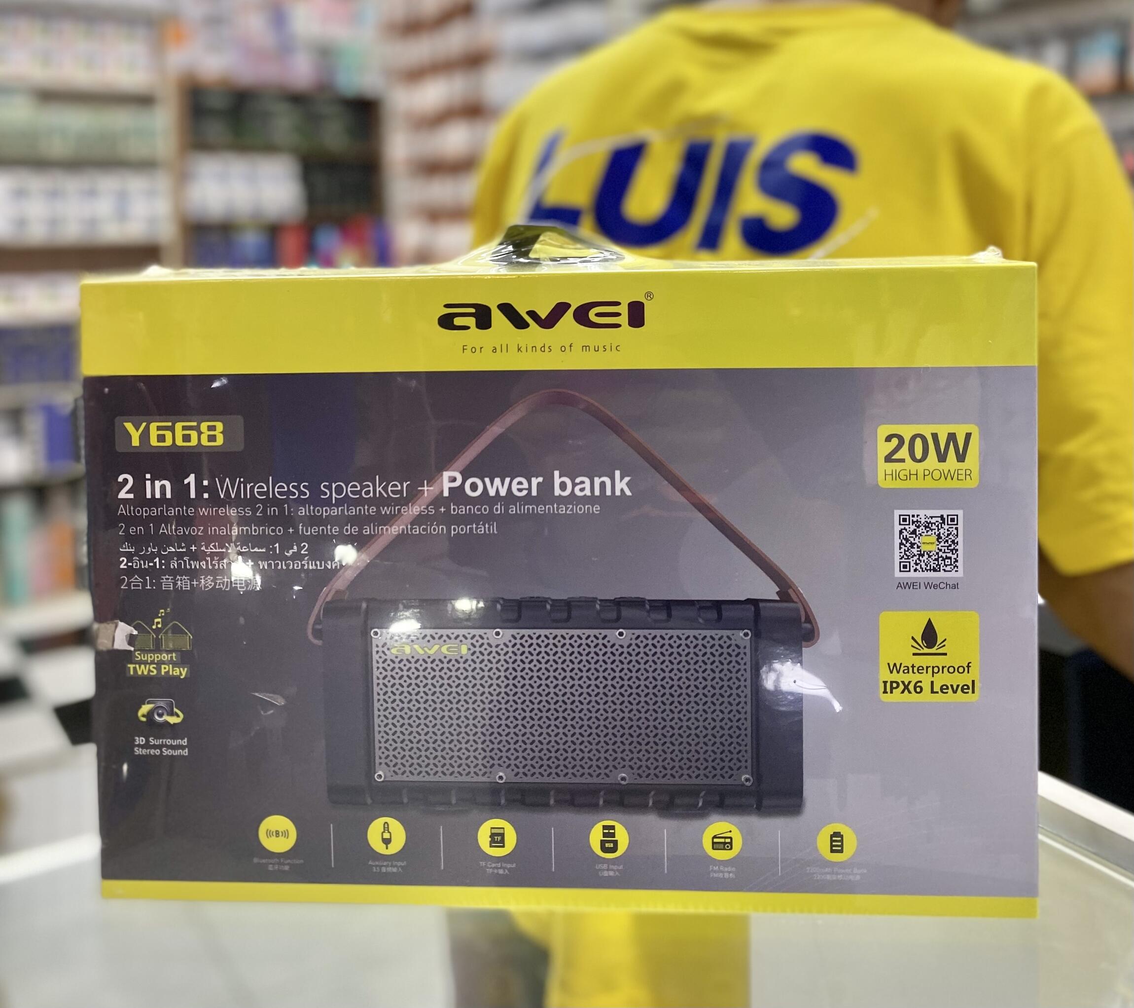 Comprar Caixa de som AWEI - Y668 - wireless speaker + power bank