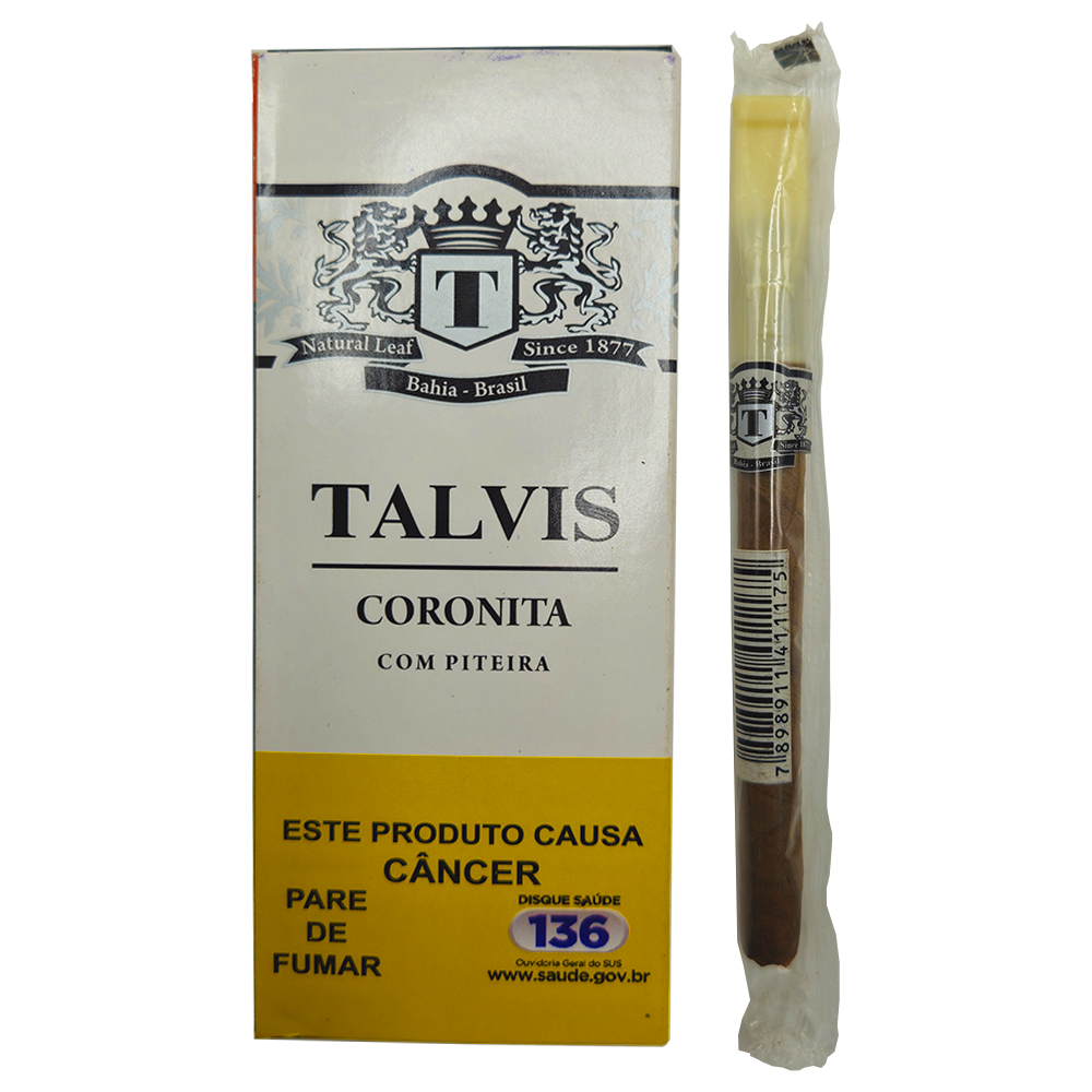 CIGARRILHA TALVIS CORONITA TRADICIONAL COM PITEIRA CAIXA COM 5 UNIDADES
