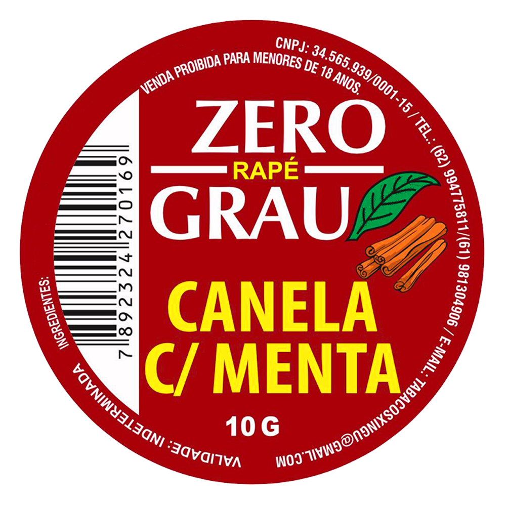 RAPE ZERO GRAU 10G CANELA COM MENTA - a partir de R$4,75