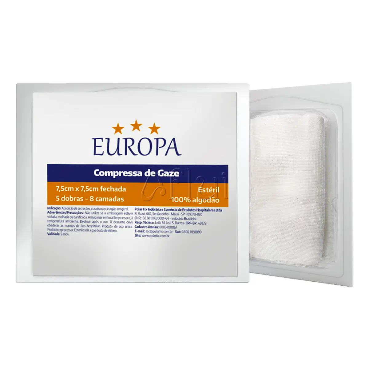 Compressa de Gaze Europa 13 Fios Estéril 10 gazes - a partir de R$1,36