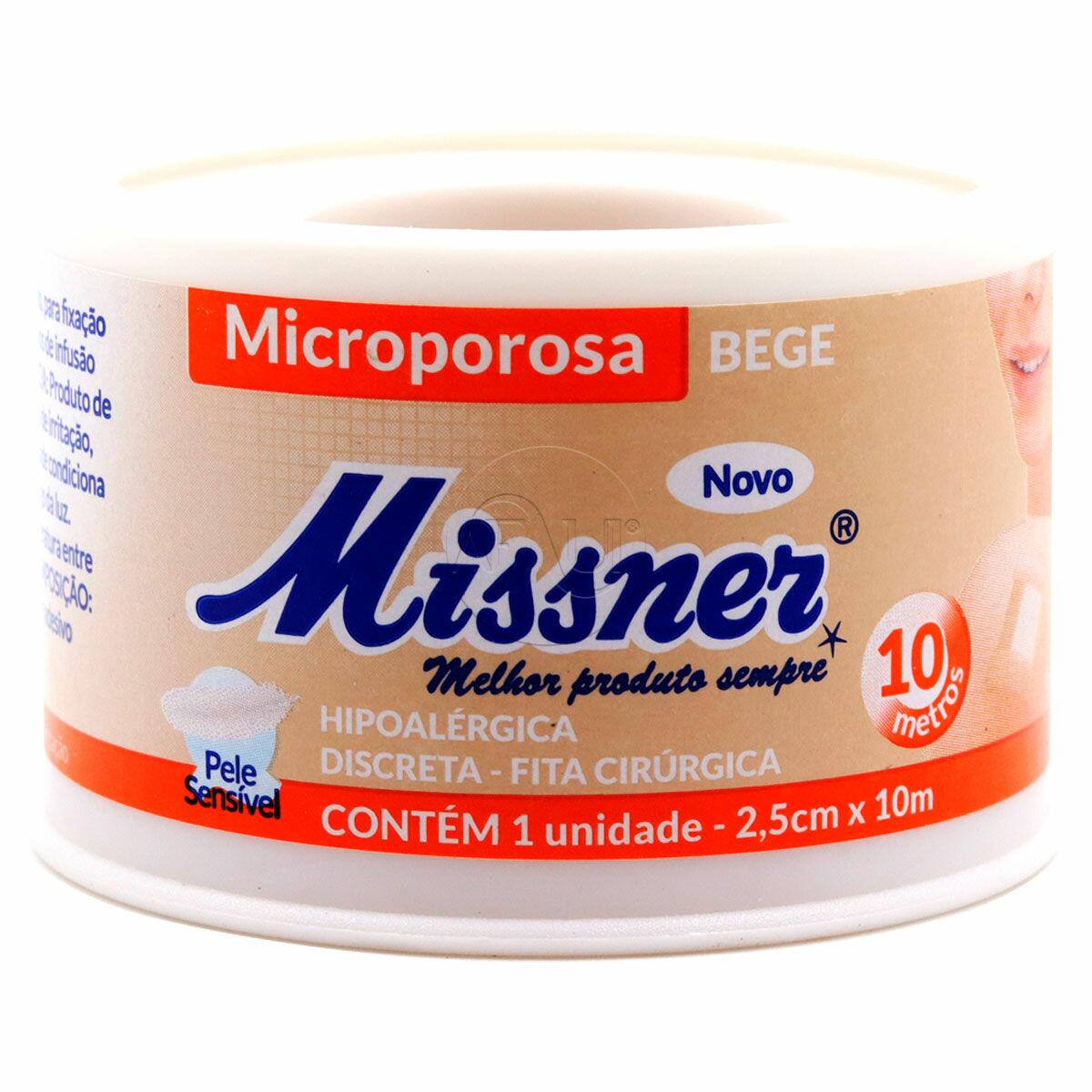 Fita Microporosa Bege Missner - 2,5cm X 10m - a partir de R$7,66