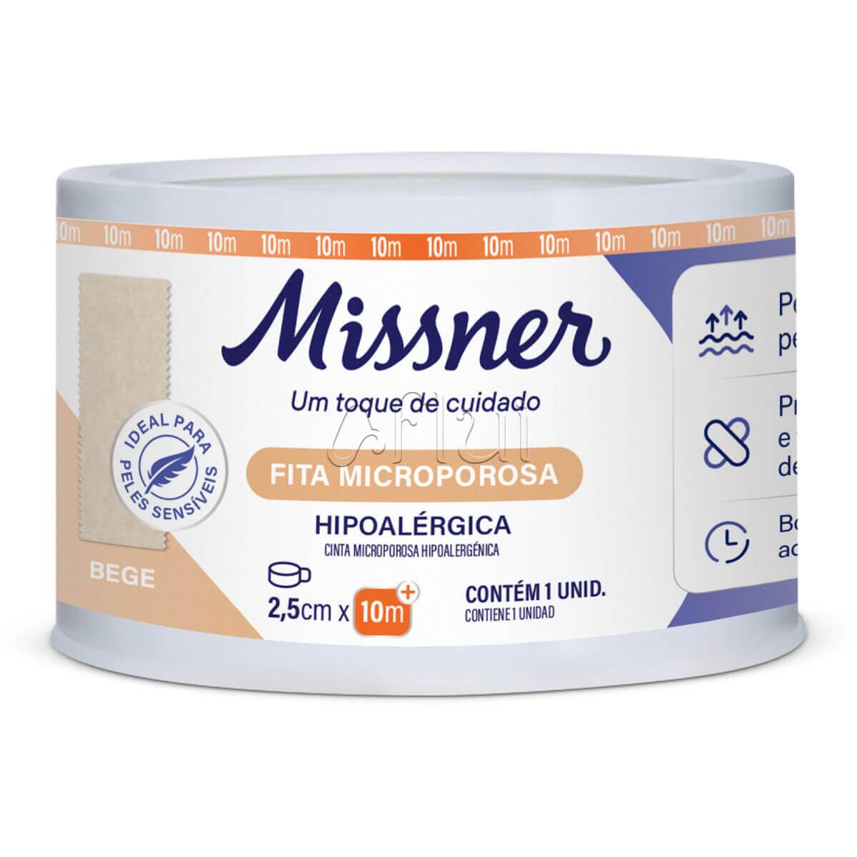 Fita Microporosa Bege Missner - 2,5cm X 10m - a partir de R$7,66