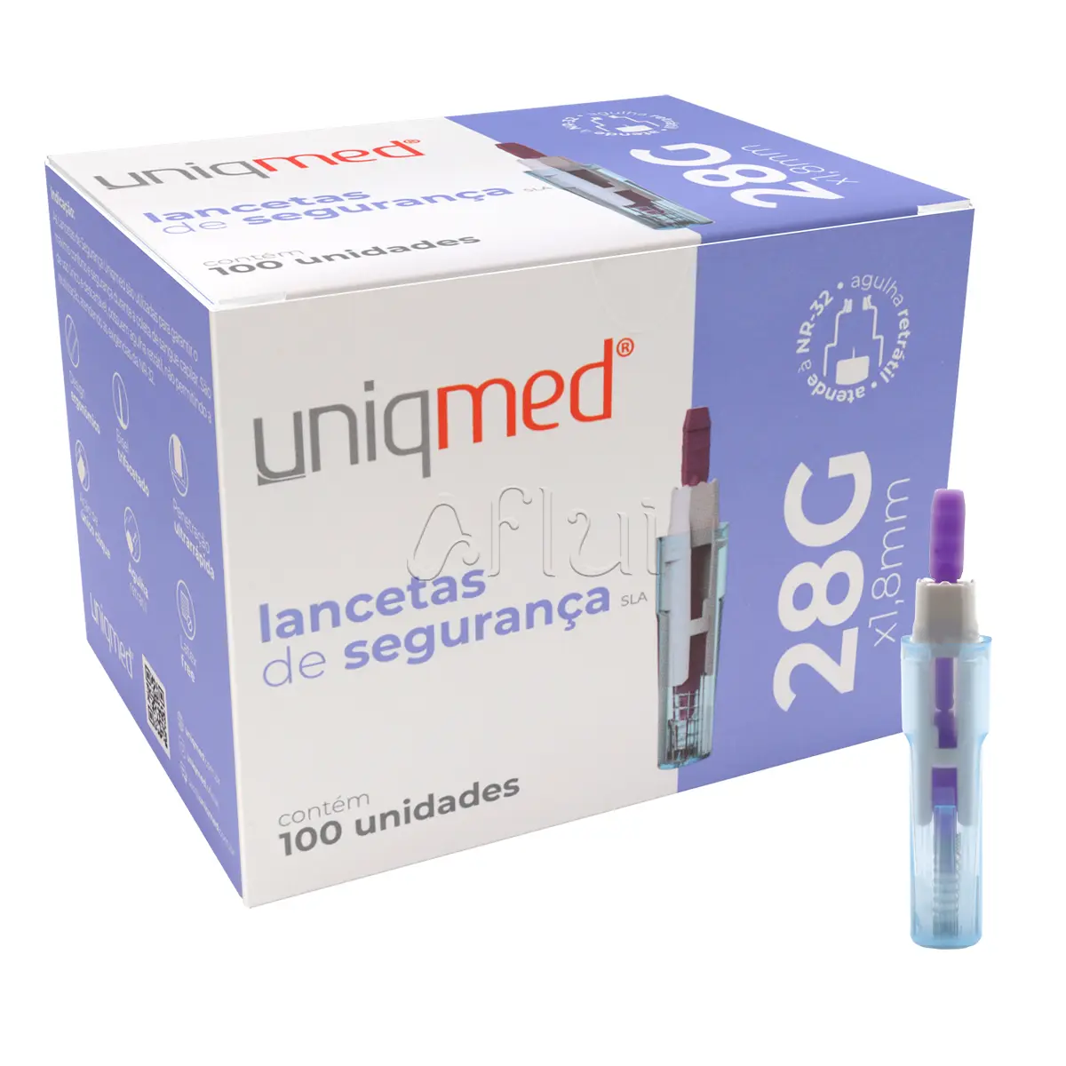 Lanceta de Segurança Uniqmed 28G X 1,8mm - 100 un