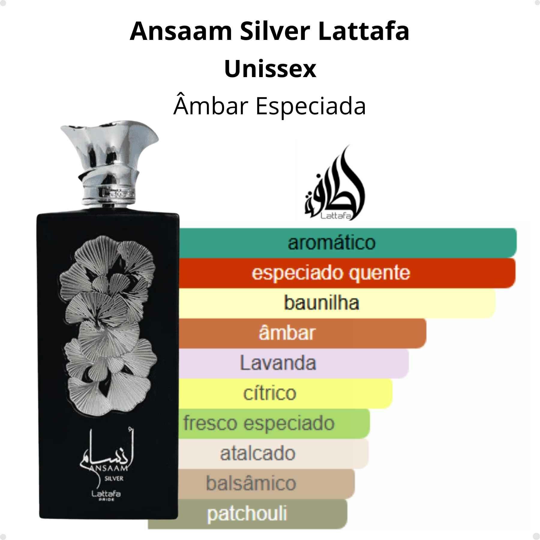 Comprar Perfume Arabe Ansaam Silver Lattafa Unissex EDP 100ml - a ...