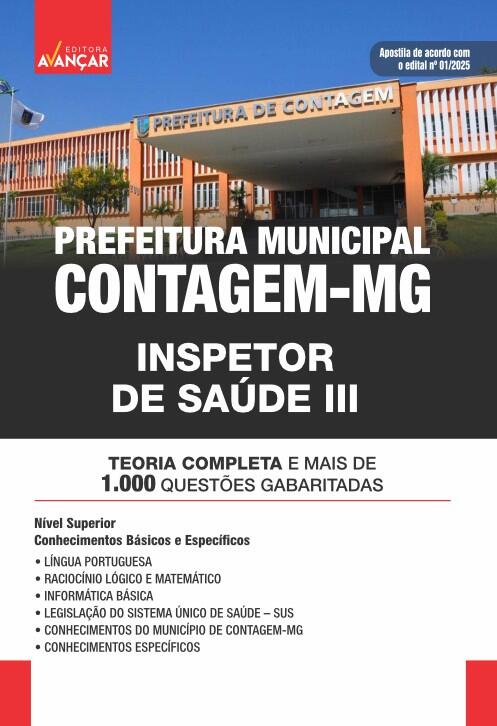 Comprar PREFEITURA DE CONTAGEM - MG: Inspetor de Saúde III - Ebook/PDF ...