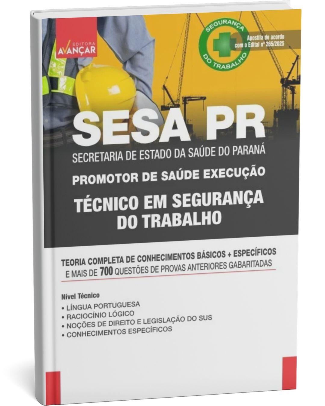 Comprar SESA PR: Técnico em Segurança do Trabalho - Teoria Completa ...