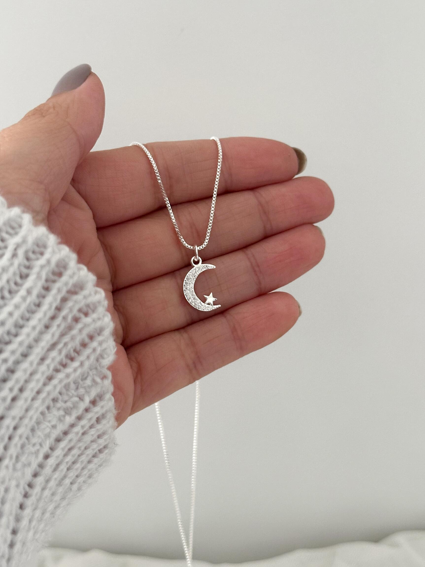 Comprar Colar lua cravejado com estrela - Frida Acessórios