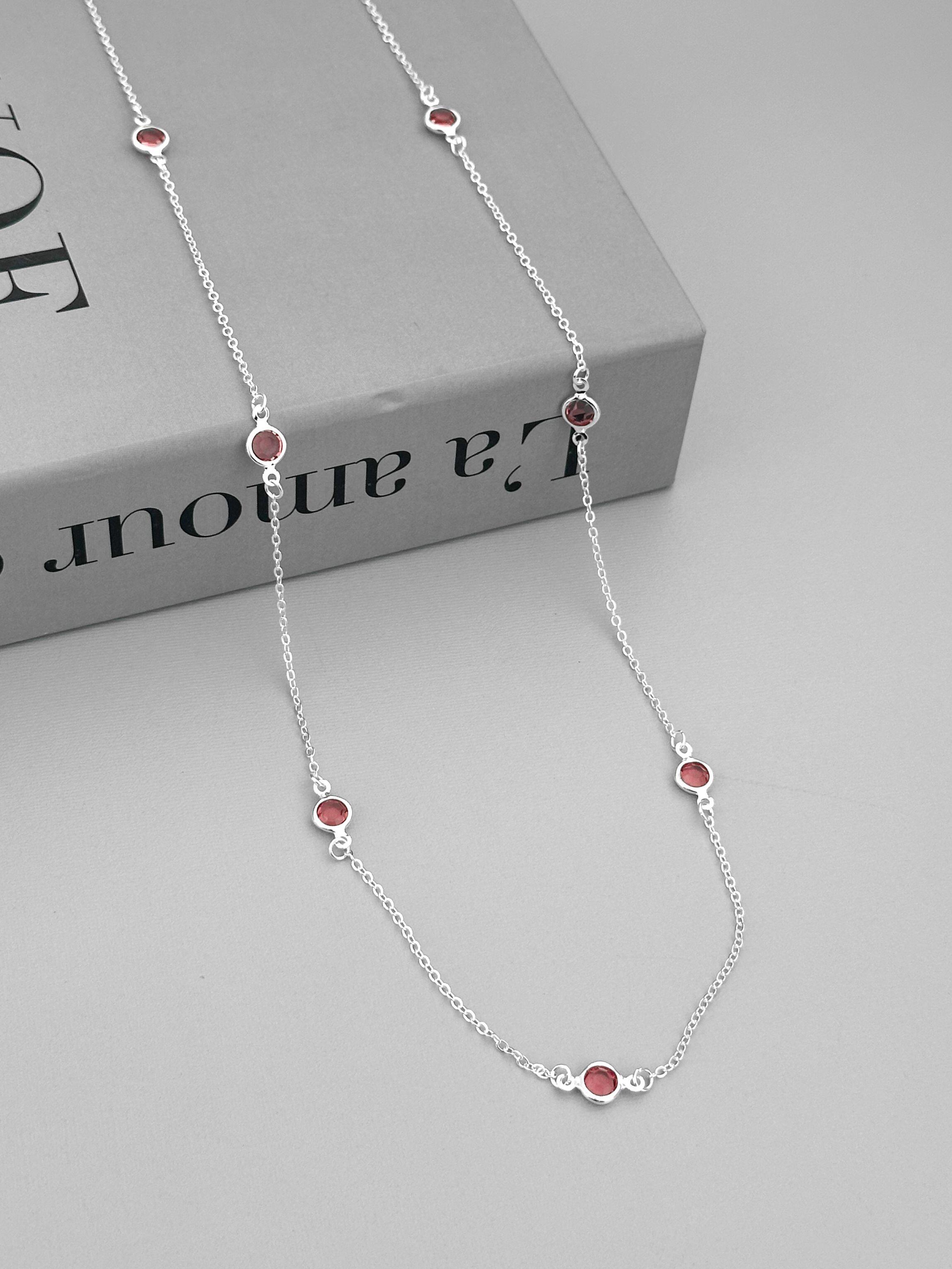 Comprar Colar pedras rosa 50cm + 5cm extensor - Frida Acessórios