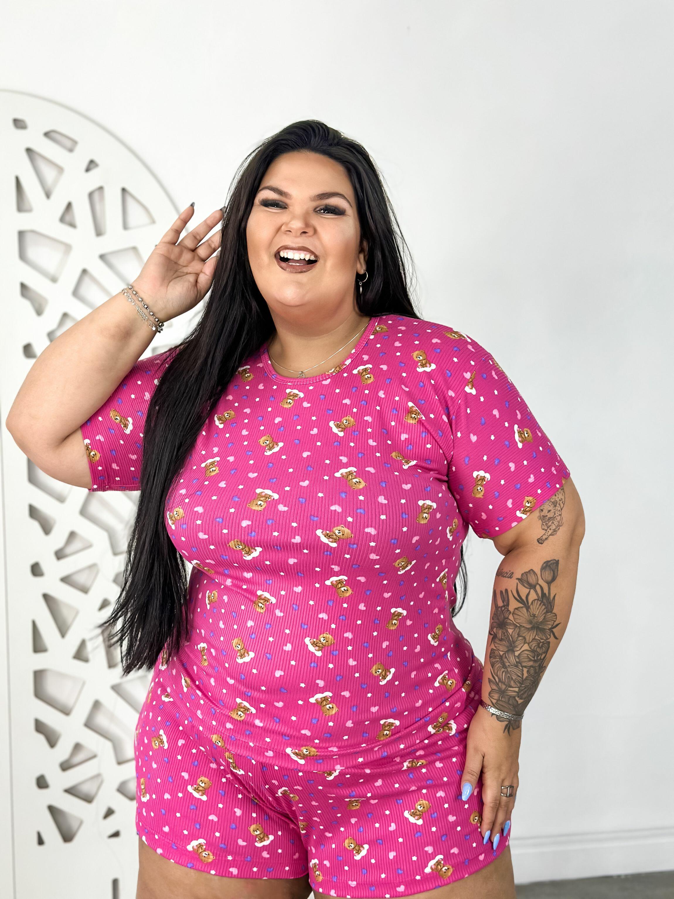 Comprar Baby Doll Plus Size Canelado Estampado Dani - Ponto Certo Lingerie