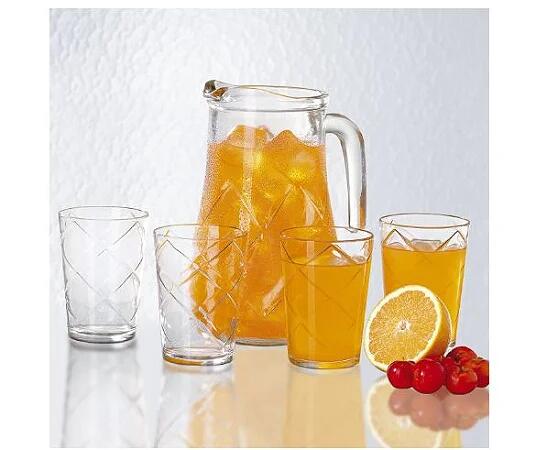 Conjunto Maracatu para Refresco Nadir: 1 Jarra e 4 Copos em Vidro - Ideal para Bebidas - R$47,99