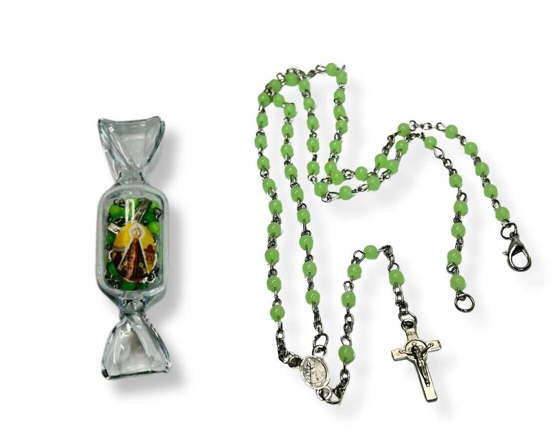 Terço Nossa Sra. Aparecida Verde Fluorescente Portátil