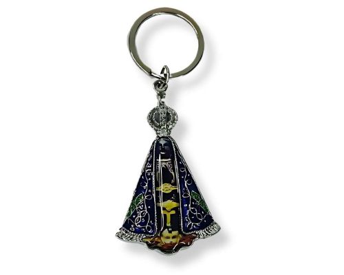 Chaveiro Prateado Aparecida Desenho - 12 Unidades