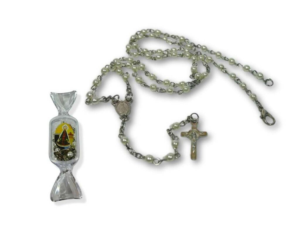 Terço Nossa Sra. Aparecida Pérola Fecho - 12 Unidades