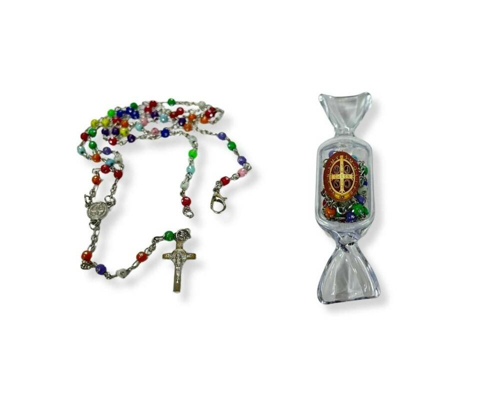 Terço São Bento Bolinha Prateado Fecho - 12 Unidades - a partir de R$31,88