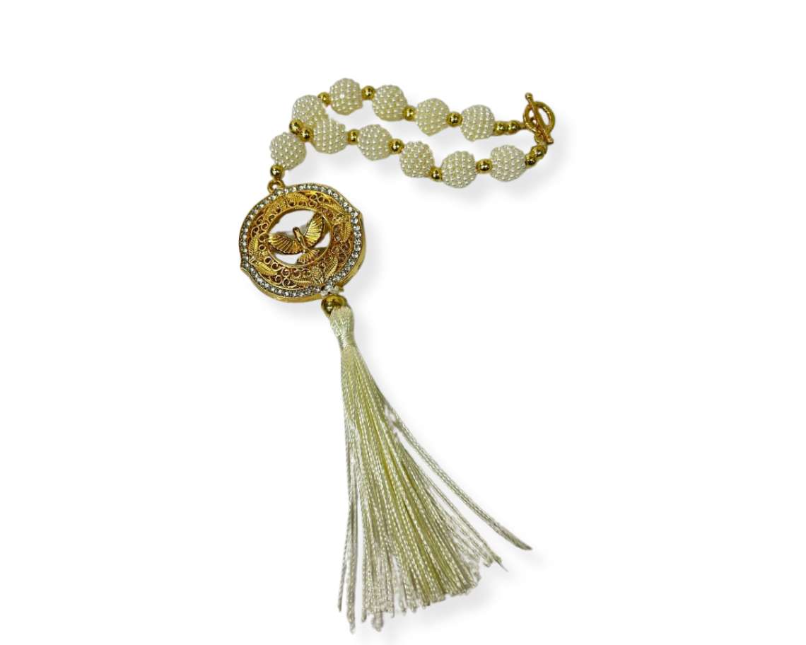 Dezena Grande Aparecida Azul Cravejada Franja - a partir de R$71,41