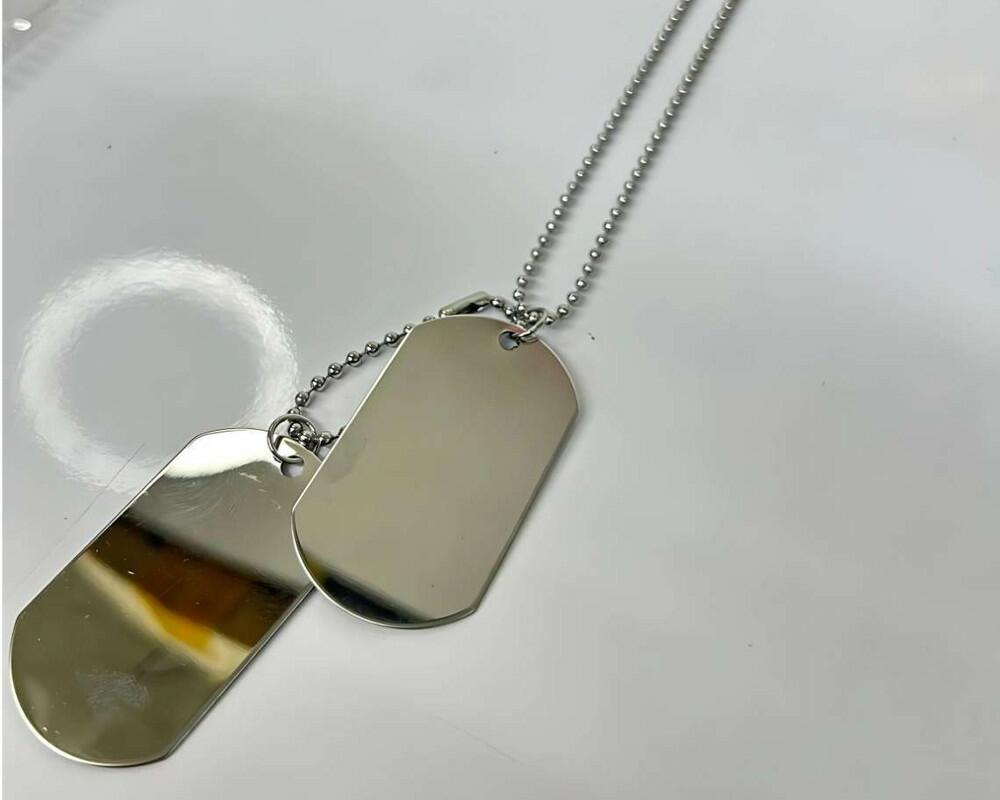 Colar Aço Inox Prateado Tag Exército Atacado