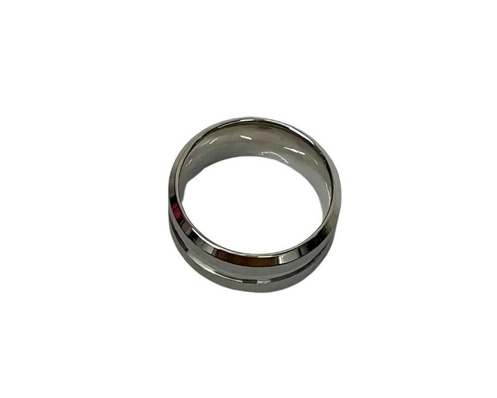 Aliança Aço Inox Prateada 3 Frisos Chanfrada Escovada 8mm