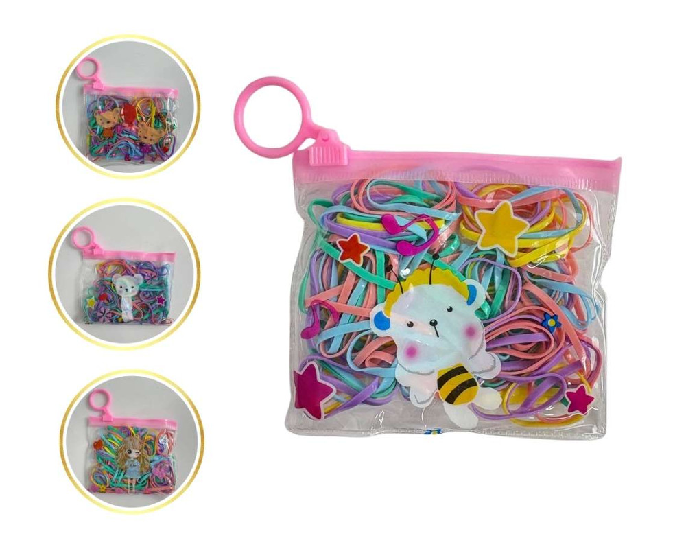 Elástico de silicone para cabelo tons pastéis variados com bolsinha ...