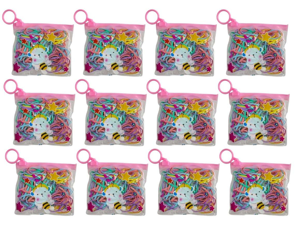 Elástico de silicone para cabelo tons pastéis variados com bolsinha ...