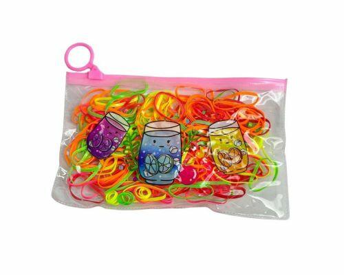 Mini elástico para cabelo colorido neon com bolsinha ziplock, prático ...