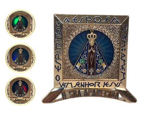 Kit 12 Nossa Senhora Aparecida Nicho Enfeite de Mesa Dourado Metal 8 ...
