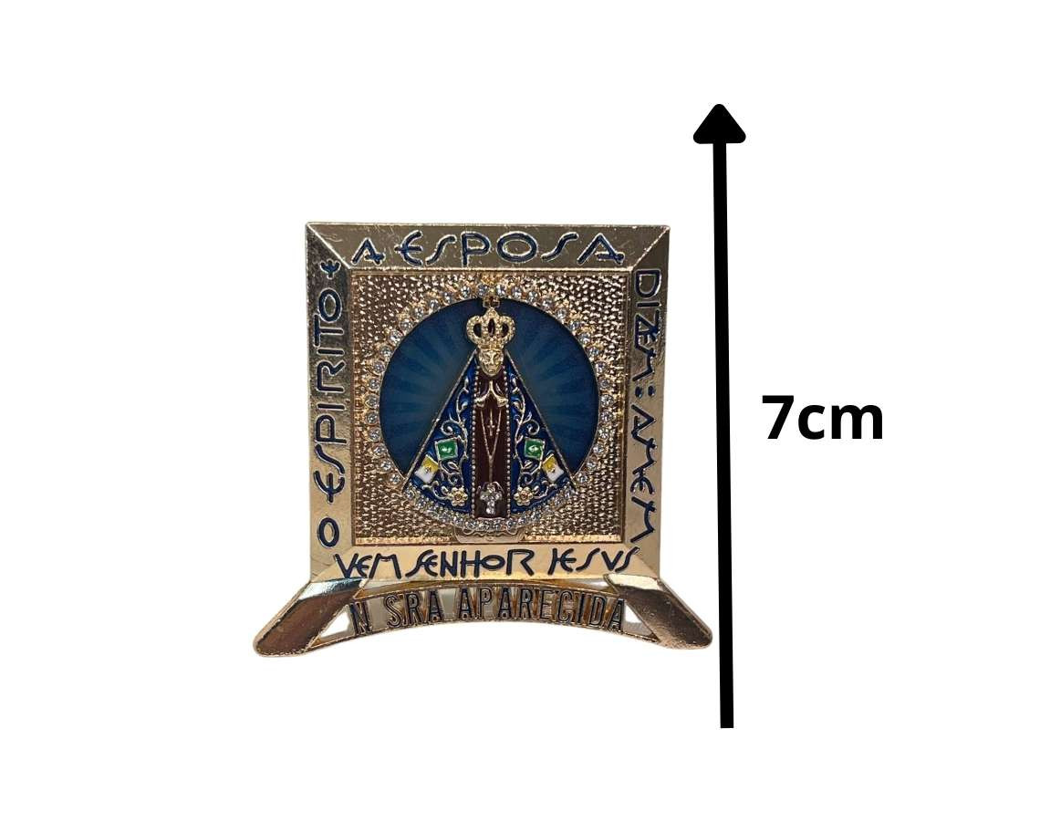 Kit 12 Nossa Senhora Aparecida Nicho Enfeite de Mesa Dourado Metal 8 ...