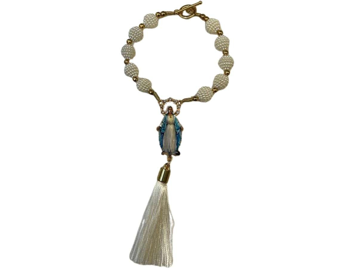 Kit 12 Mini Dezena Nossa Sra. das Graças Dourada Framboesa Cores ...