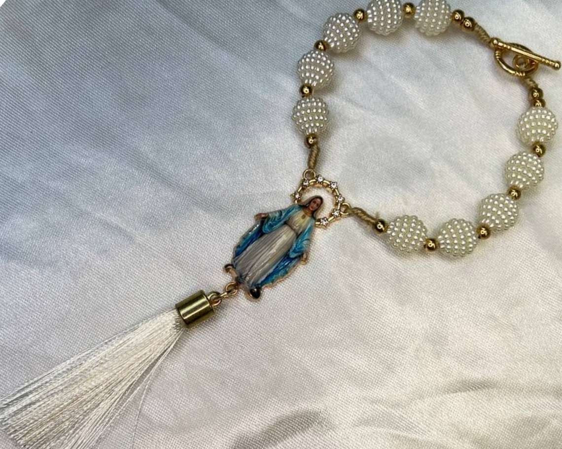 Kit 12 Mini Dezena Nossa Sra. das Graças Dourada Framboesa Cores ...