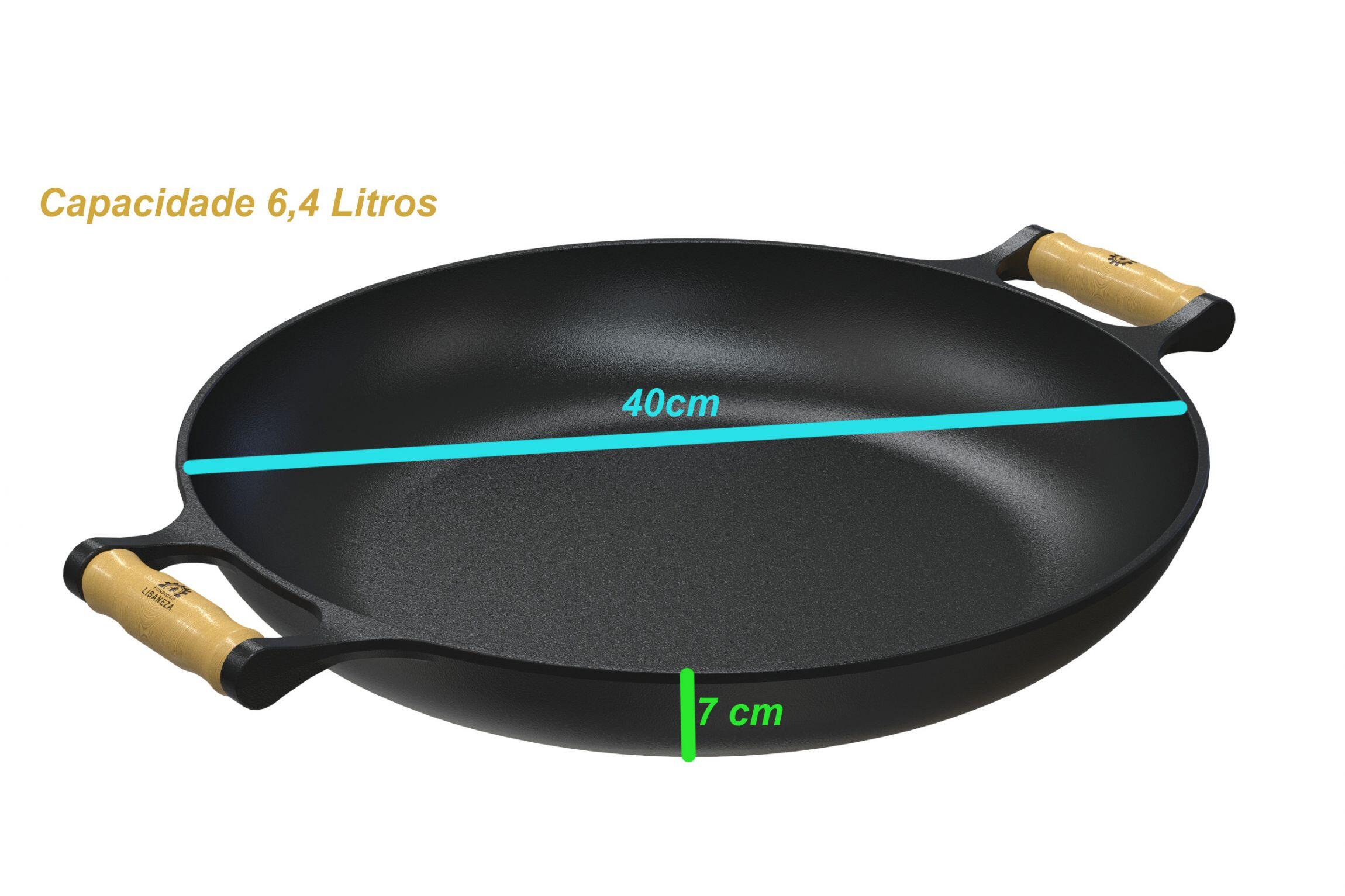 Paella Frigideira Ferro 40cm Alças De Madeira SEM TAMPA - a partir de R ...