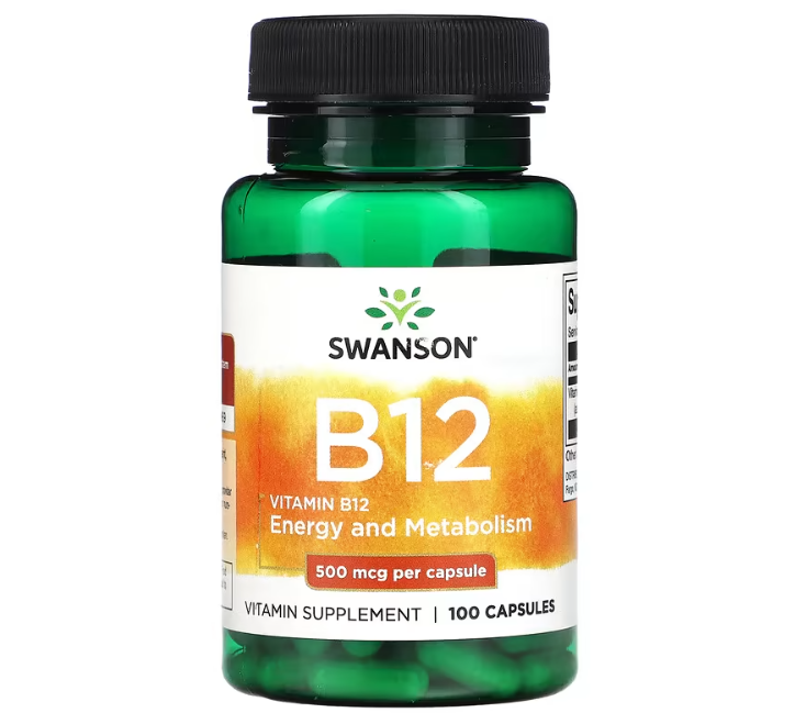 Vitamina B12 - 500 mcg - Swanson - 100 Cápsulas