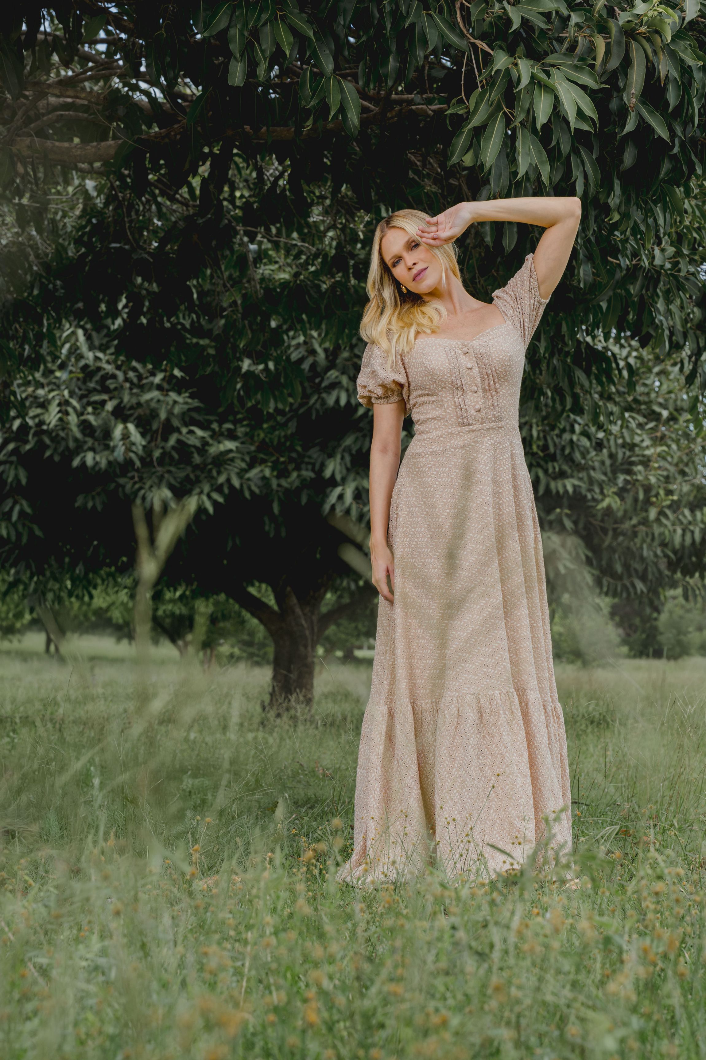 Comprar VESTIDO LONGO LESLIE COM MANGA BUFANTE - ROUPA SANTA