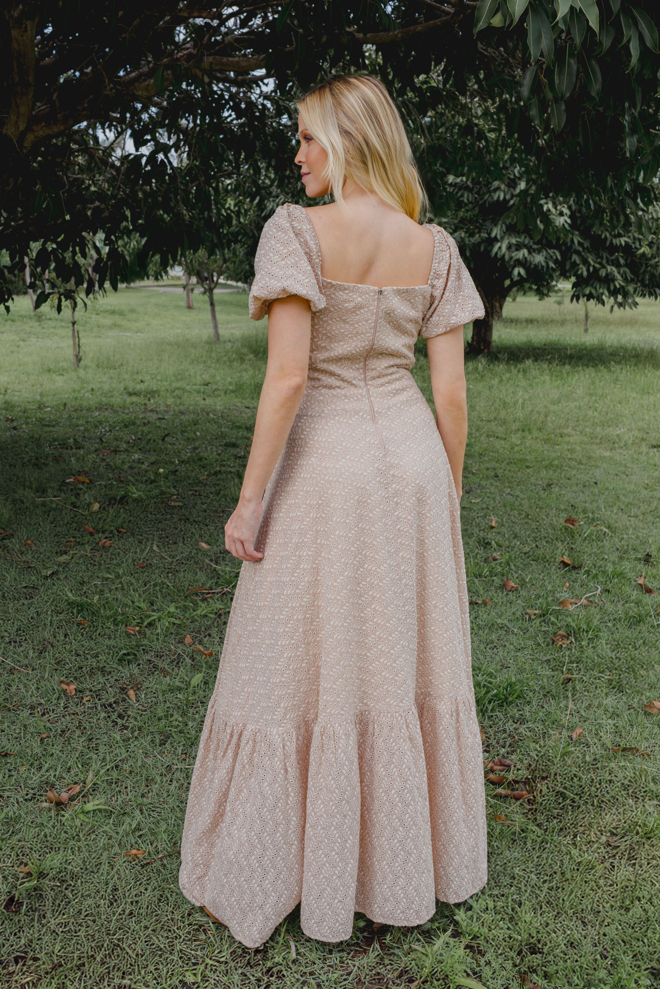 Comprar VESTIDO LONGO LESLIE COM MANGA BUFANTE - ROUPA SANTA