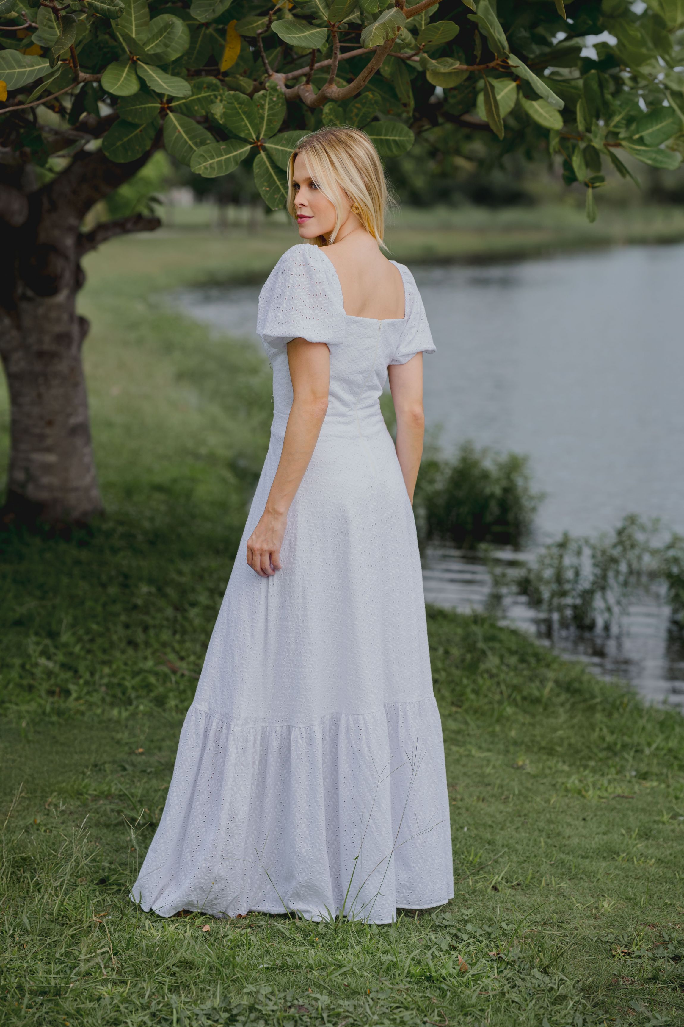 Comprar VESTIDO LONGO LESLIE COM MANGA BUFANTE - ROUPA SANTA