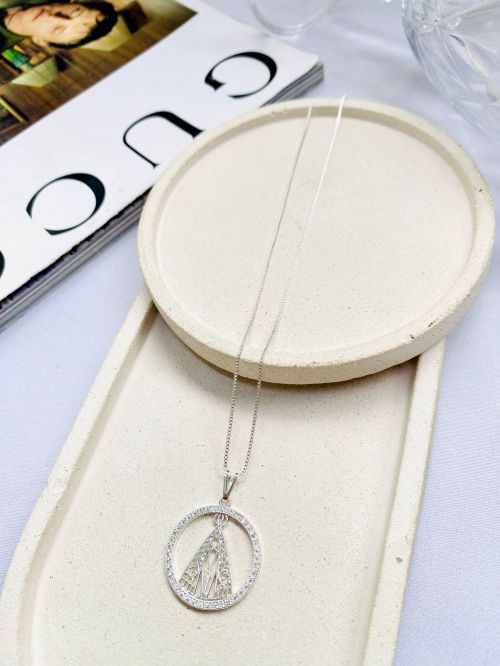 Comprar Colar Medalha Nossa Senhora Aparecida Prata - R$10,00 - Maju ...