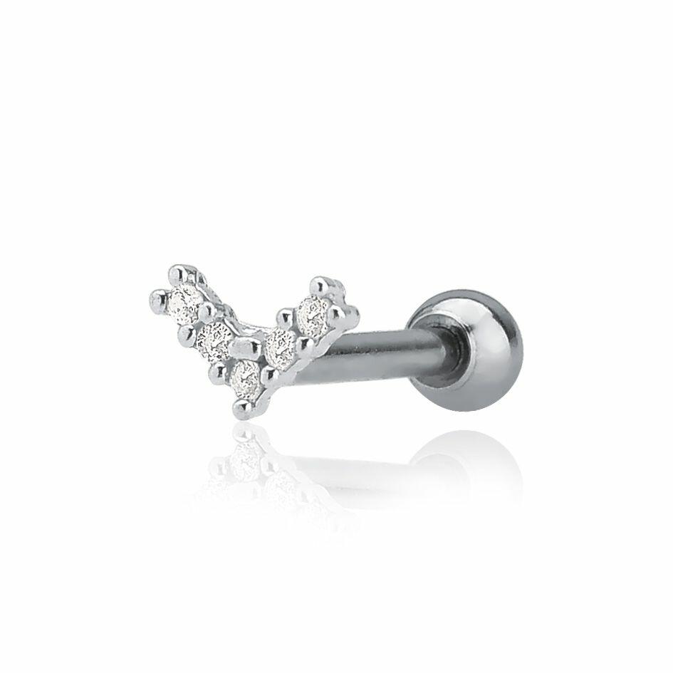 Piercing de Prata V Cravejado - R$34,93