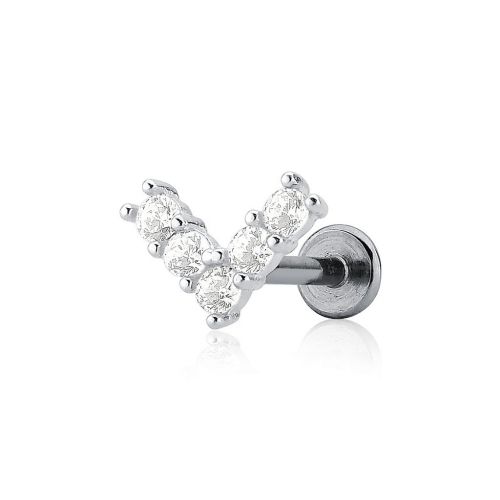 Comprar PIERCING DE PRATA V CRAVEJADO BASE RETA - R$41,90 - Madagi ...