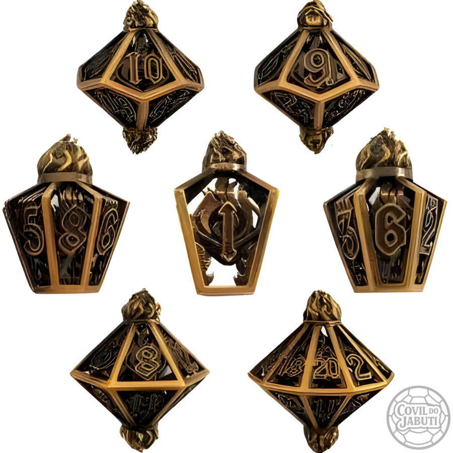 Comprar Conjunto 7 Dados Rpg Metal Fire Bolsa Do Covil Do Jabuti D