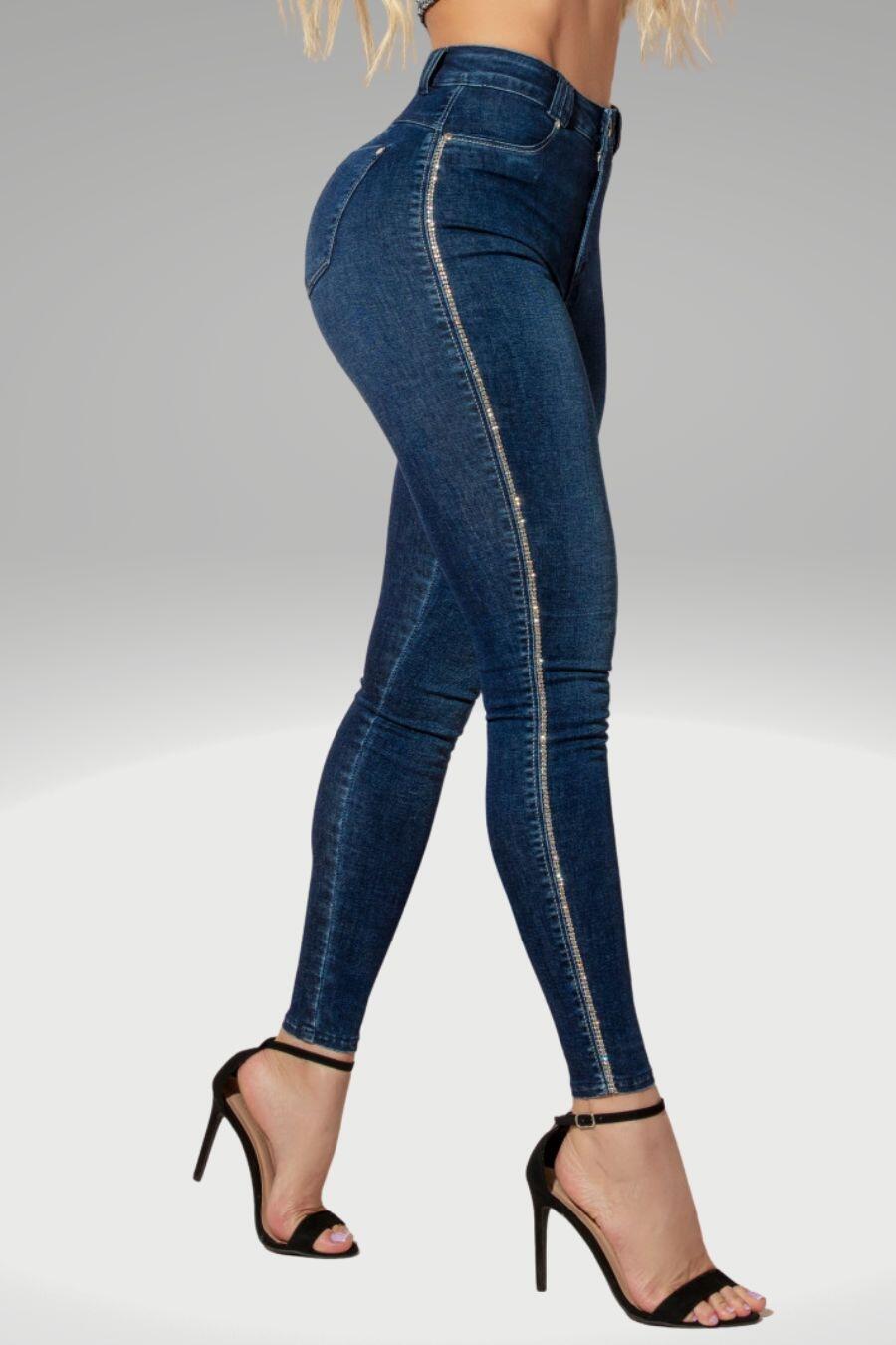 Comprar Calça Jeans Skinny com Pedrarias de Cristais na Lateral Pit ...