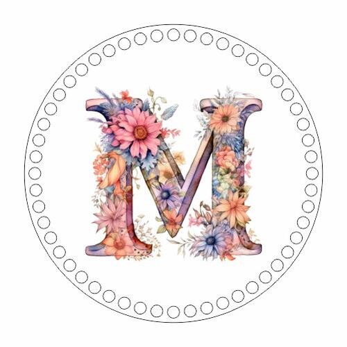 Comprar Base MDF Fio de Malha Crochê Estampada Alfabeto Floral - Letra ...
