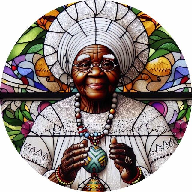 Comprar Vovó Maria Redonda - Arte Estilo Vitral - de R$2,37 a R$38,47