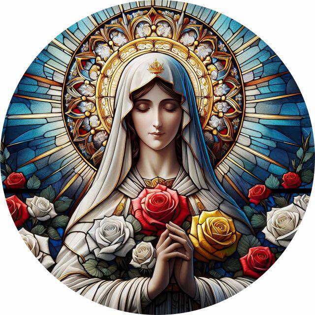 Comprar Nossa Senhora da Rosa Mística - Arte Estilo Vitral - de R$2,79 ...