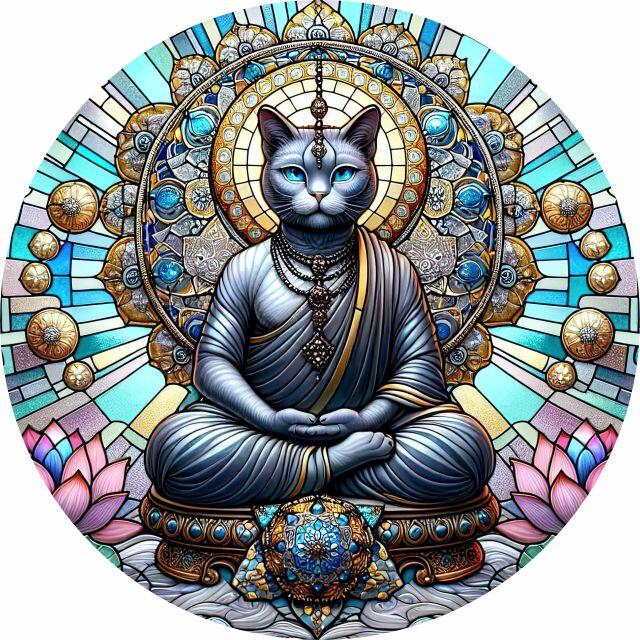 Comprar Gato Buda - Arte Estilo Vitral - de R$2,94 a R$38,47