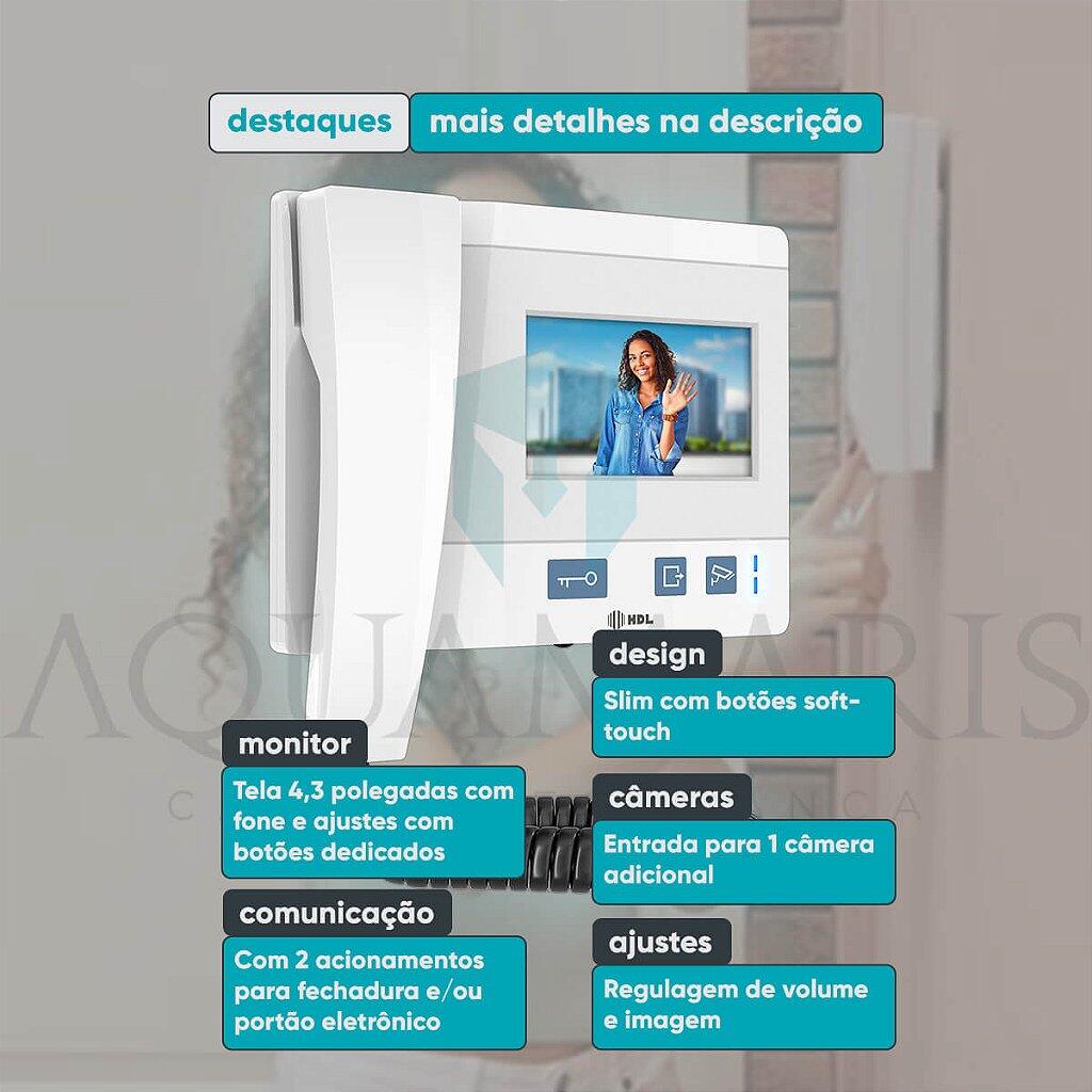 Kit Interfone HDL Class c/ Câmera 3 Pontos 4,3" - a partir de R$1.496,30