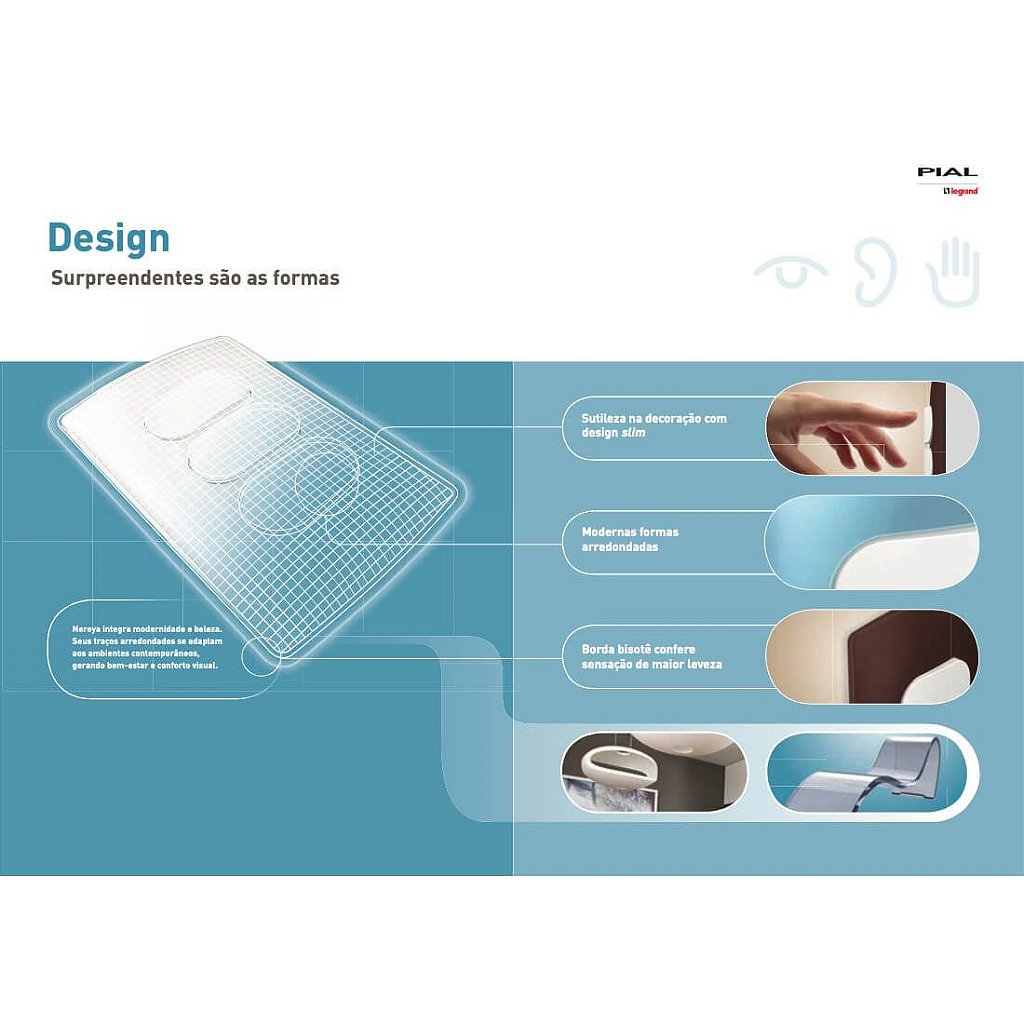 Placa 3 Postos 4x2 PIAL Nereya Branco Legrand - a partir de R$5,11