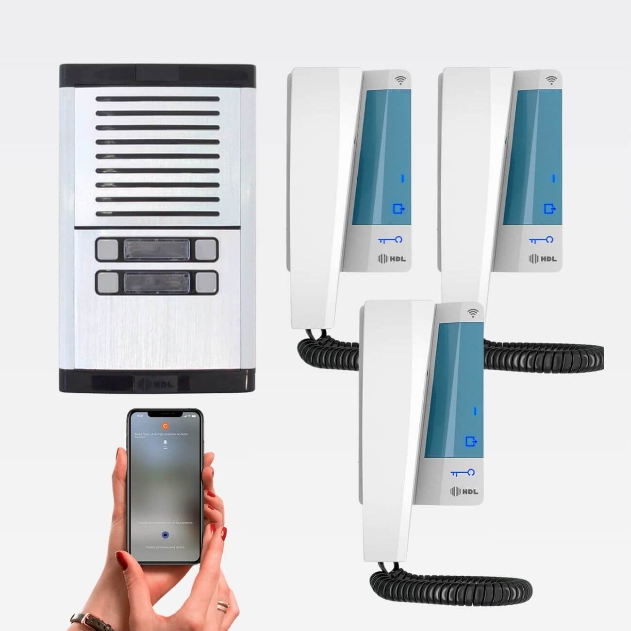 Kit Interfone Coletivo 3 Pontos WiFi HDL Connect + Monofones - a partir ...
