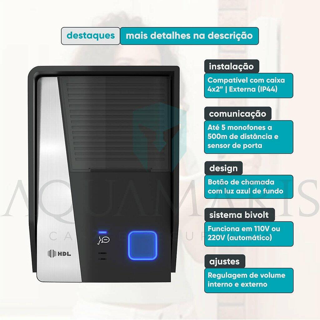 Kit Interfone Residencial HDL Advance 3 Pontos LED Azul - a partir de R ...