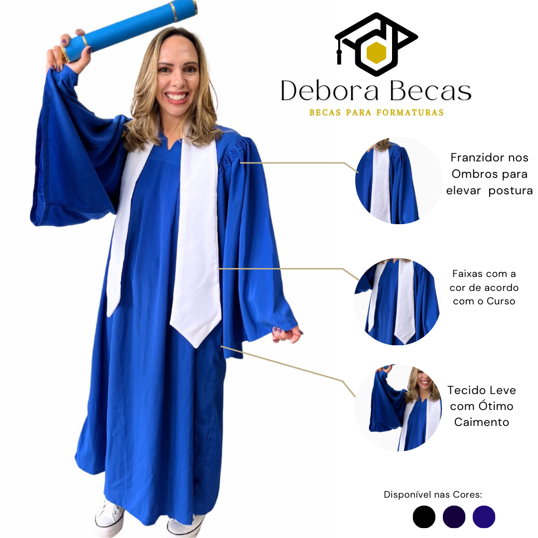 Comprar Beca de Formatura Azul Marinho com Faixa Branca - a partir de R ...