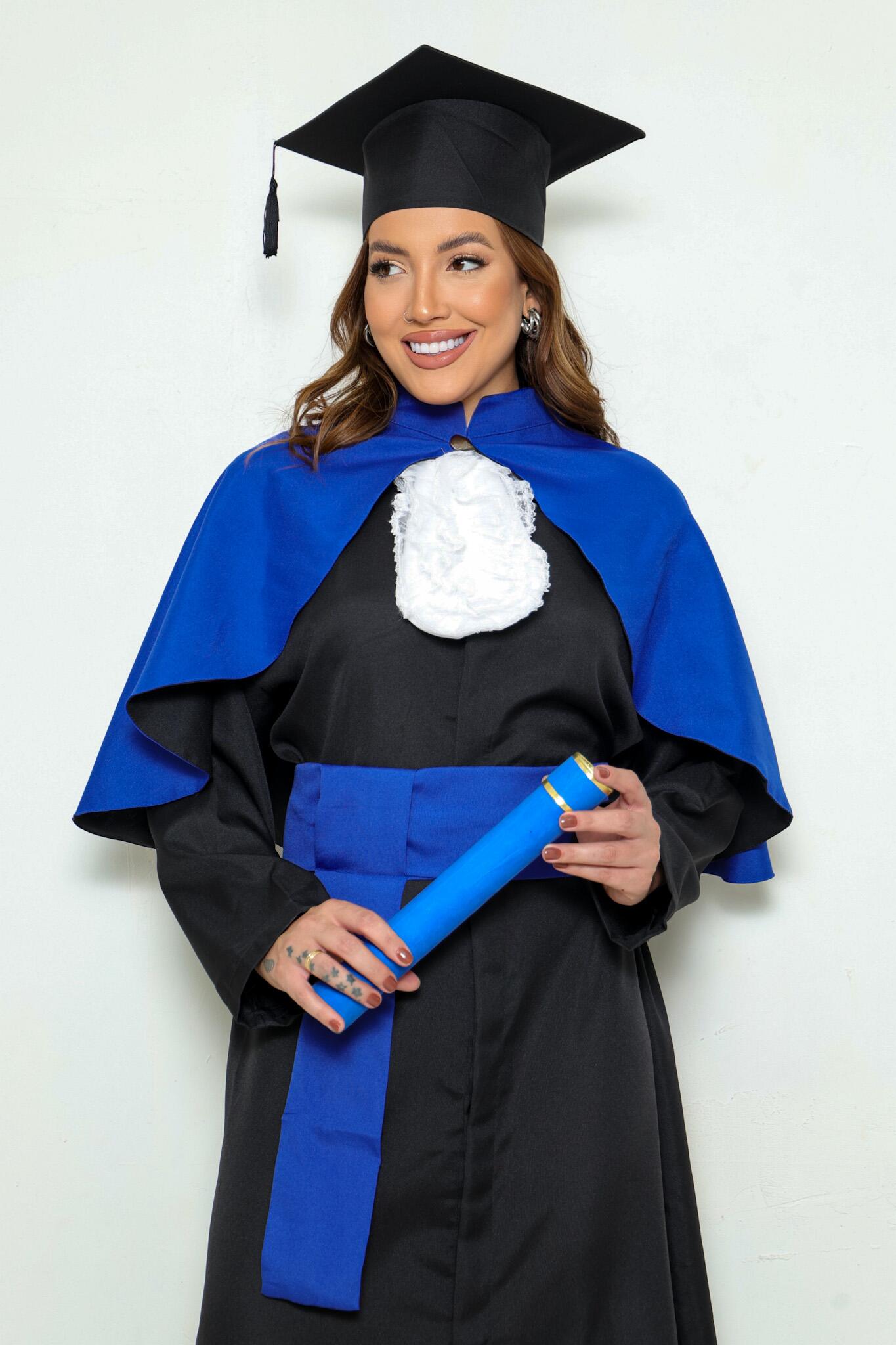 Comprar Beca de Formatura Tradicional com Pelerine Faixa Azul - a ...